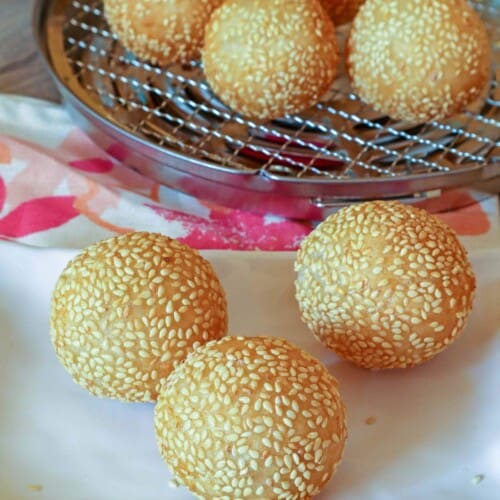 Buchi with Red Bean Filling (Sesame Balls) - Kawaling PInoy