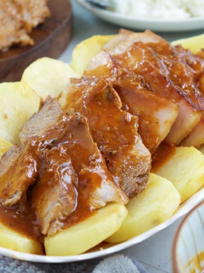 Kapampangan-style Pork Asado with Potatoes - Kawaling Pinoy