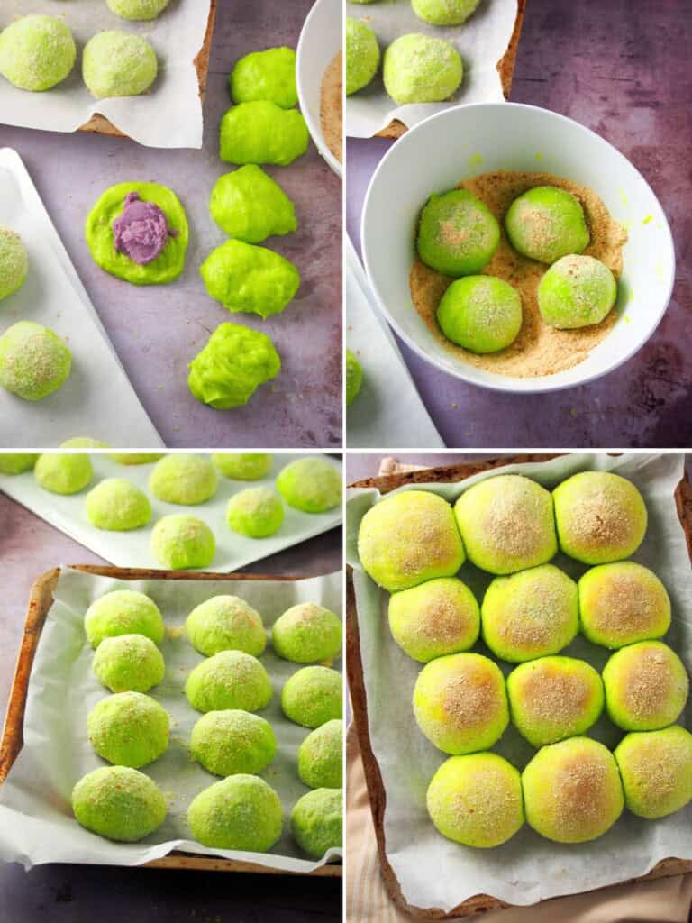 Pandan Pandesal with Ube Halaya Filling - Kawaling Pinoy