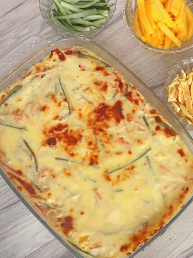 Easy Sushi Bake with Kani Salad Topping - Kawaling Pinoy